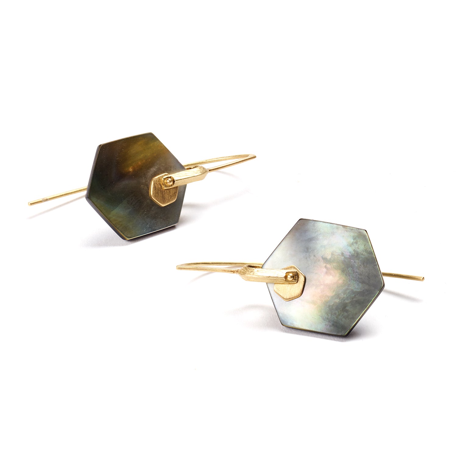 Mother of Pearl Bridle Bit Earrings by Heather Guidero | _18K _yellow ...