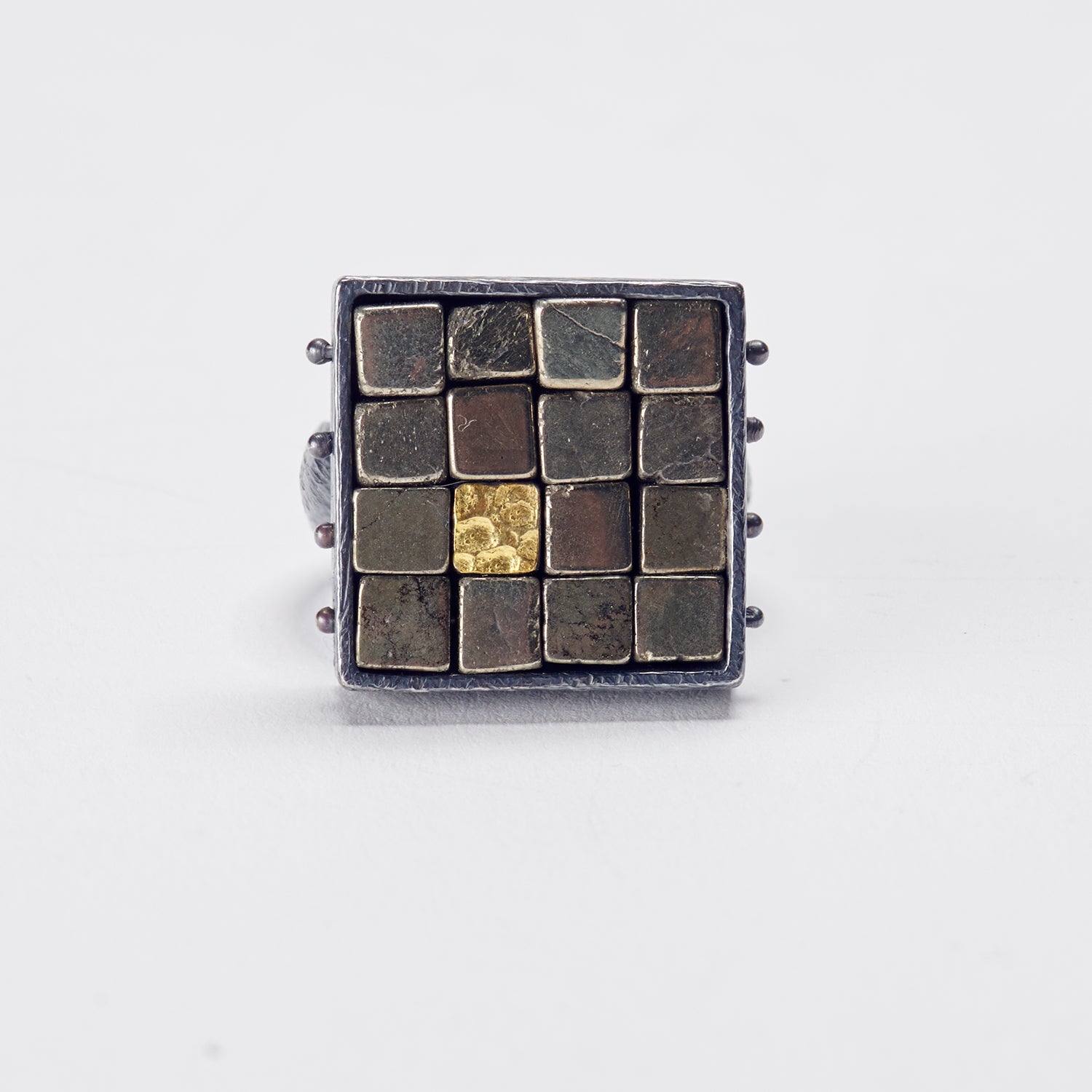 Oxidized Sterling Silver Grid Ring by Heather Guidero | _22k _oxidized ...