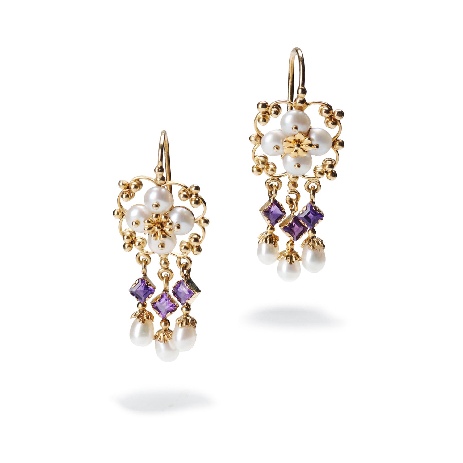 Nubes by Susan Bell | _18K _yellow gold amethyst earrings gold pearl ...