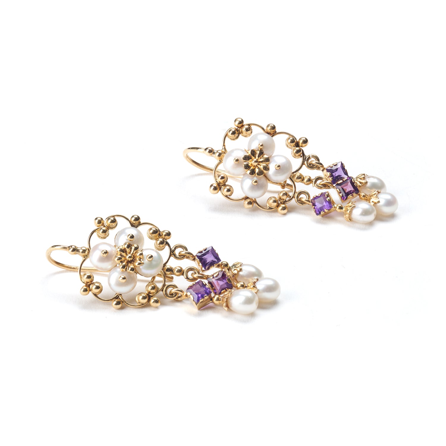 Nubes by Susan Bell | _18K _yellow gold amethyst earrings gold pearl ...