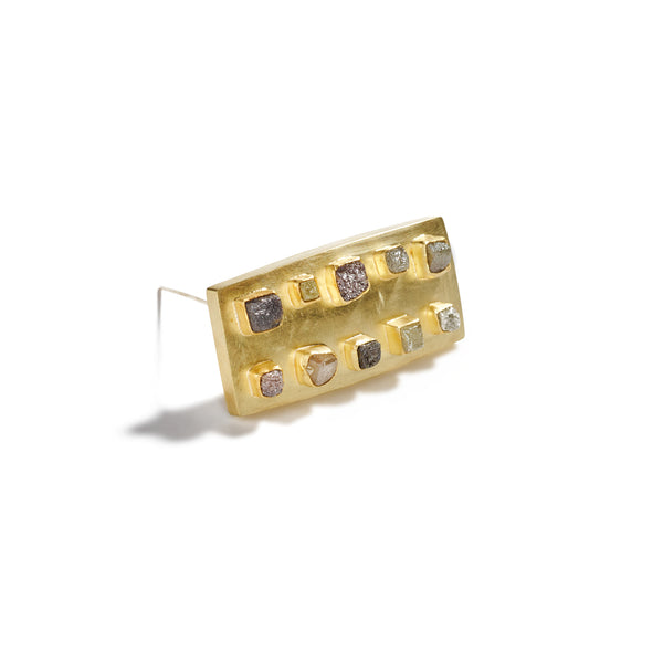Raw Diamond Rectangle Brooch by Petra Class | _18K _22k _Contemporary ...