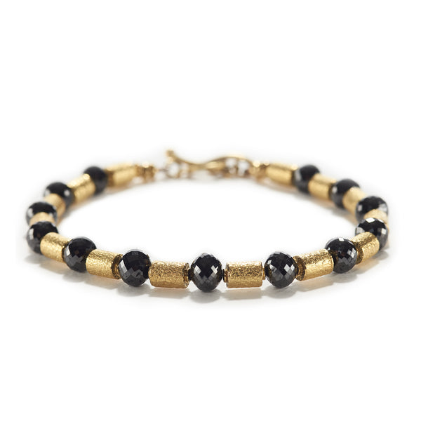 Golden Barrel & Black Diamond Bracelet by Barbara Heinrich | _18K ...