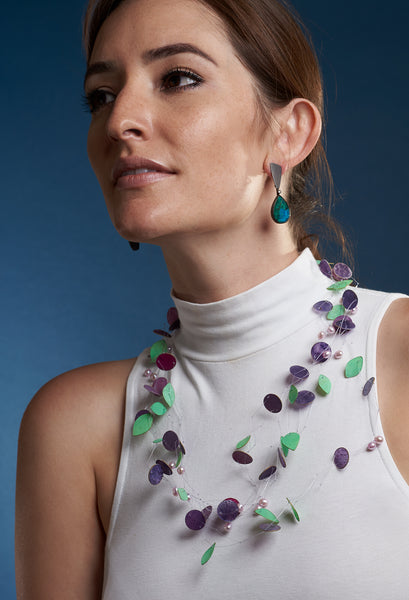 Green, Purple, & Pearls Parchment Necklace by Hilde Janich | _insale ...